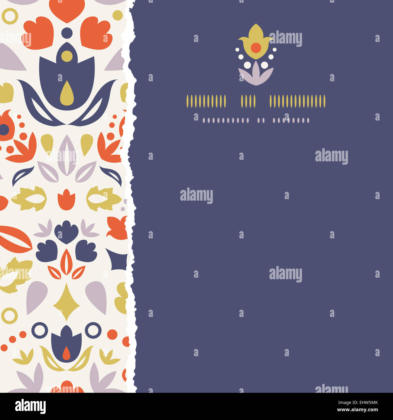 Ornamental folk tulips square torn frame seamless pattern background Stock Photo - Alamy