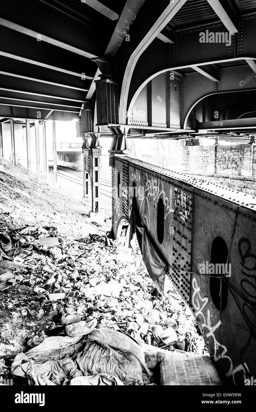 Trash under the Howard Street Bridge in Baltimore, Maryland Stock Photo ...
