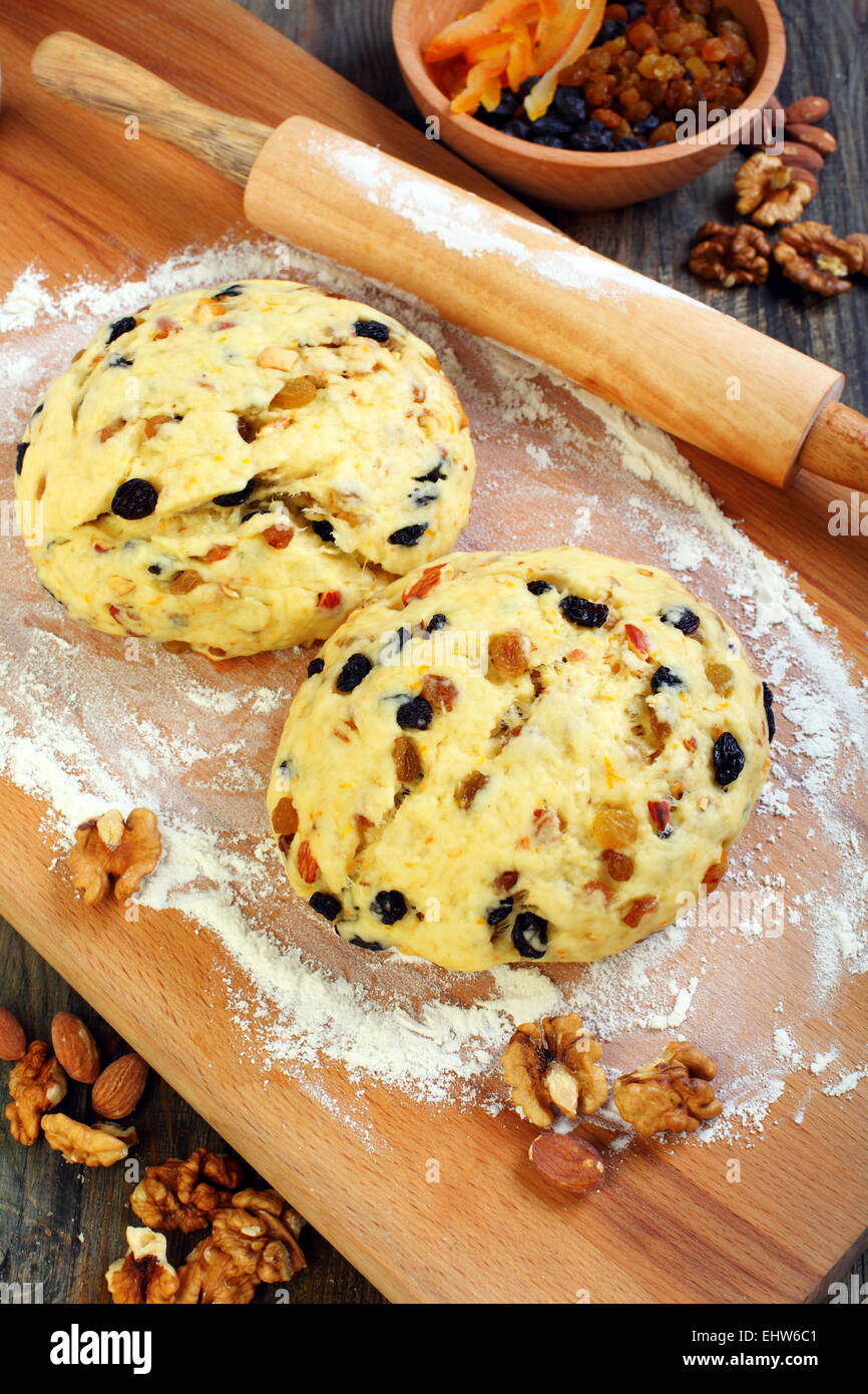 Dough for making Christmas stollen Stock Photo - Alamy