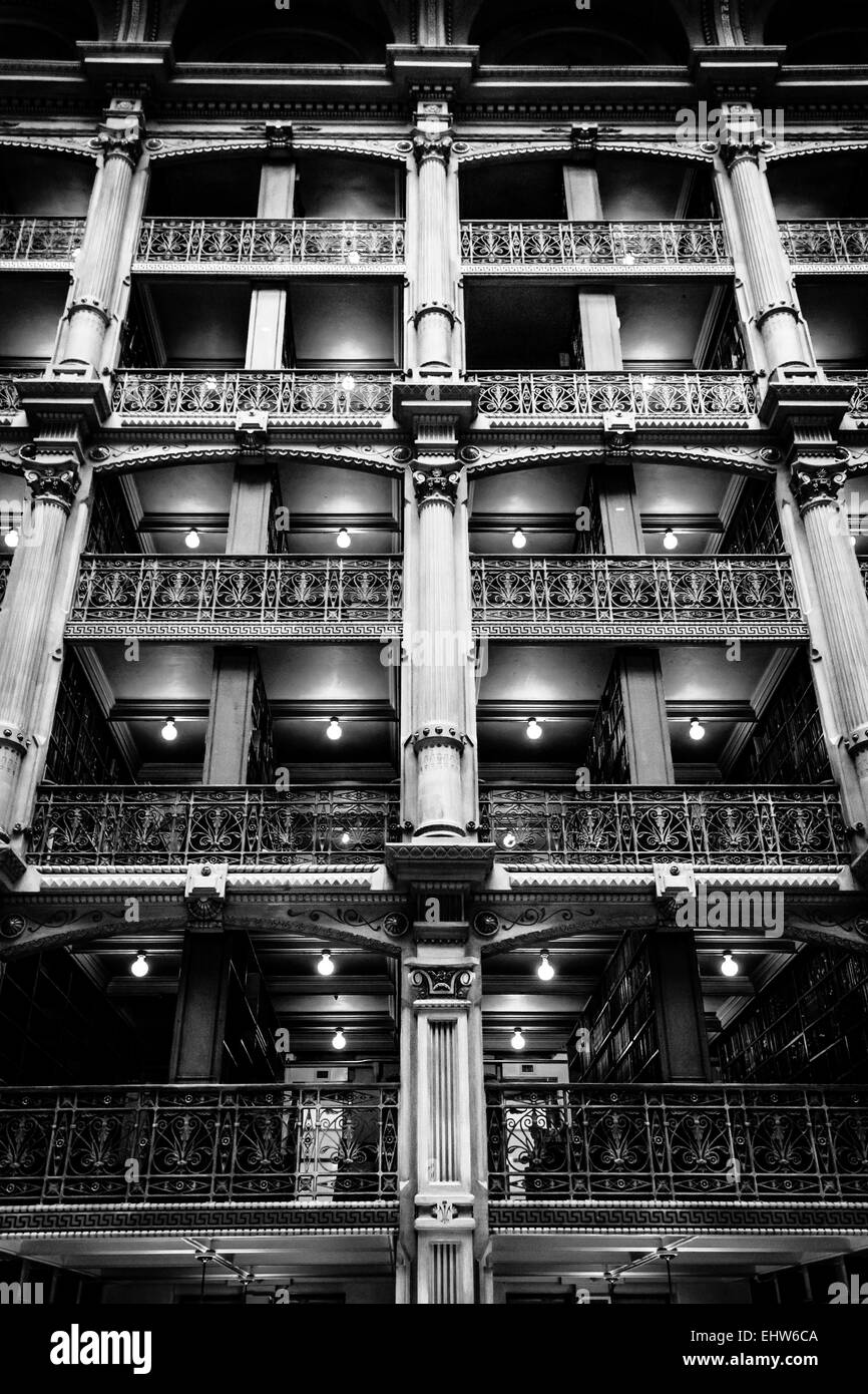 BALTIMORE - JUNE 13: The interior of the Peabody Library on June 13 ...