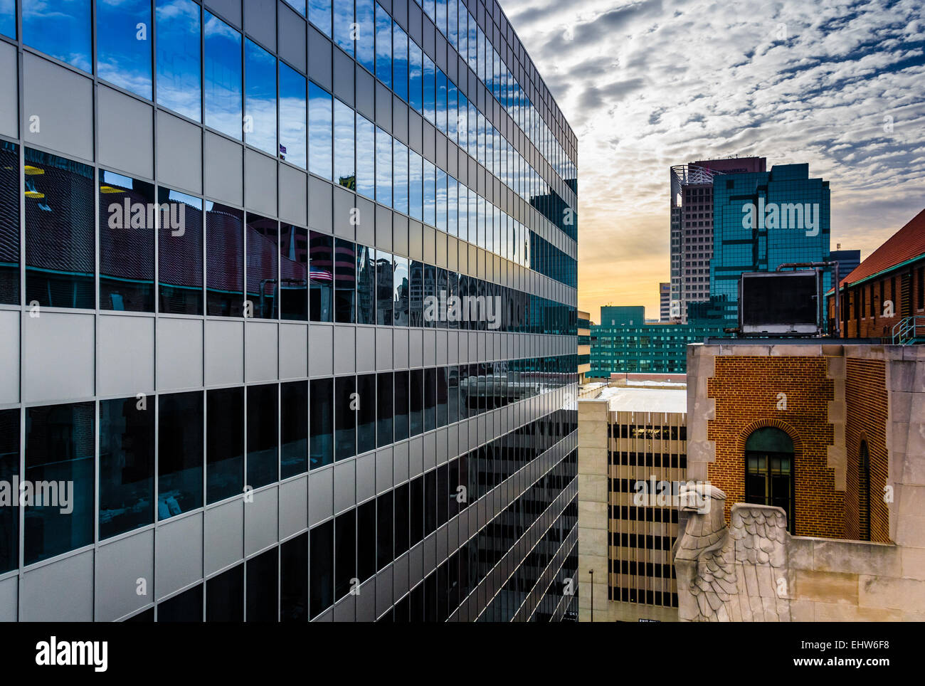 View of buildings from a parking garage in downtown Baltimore, Maryland ...
