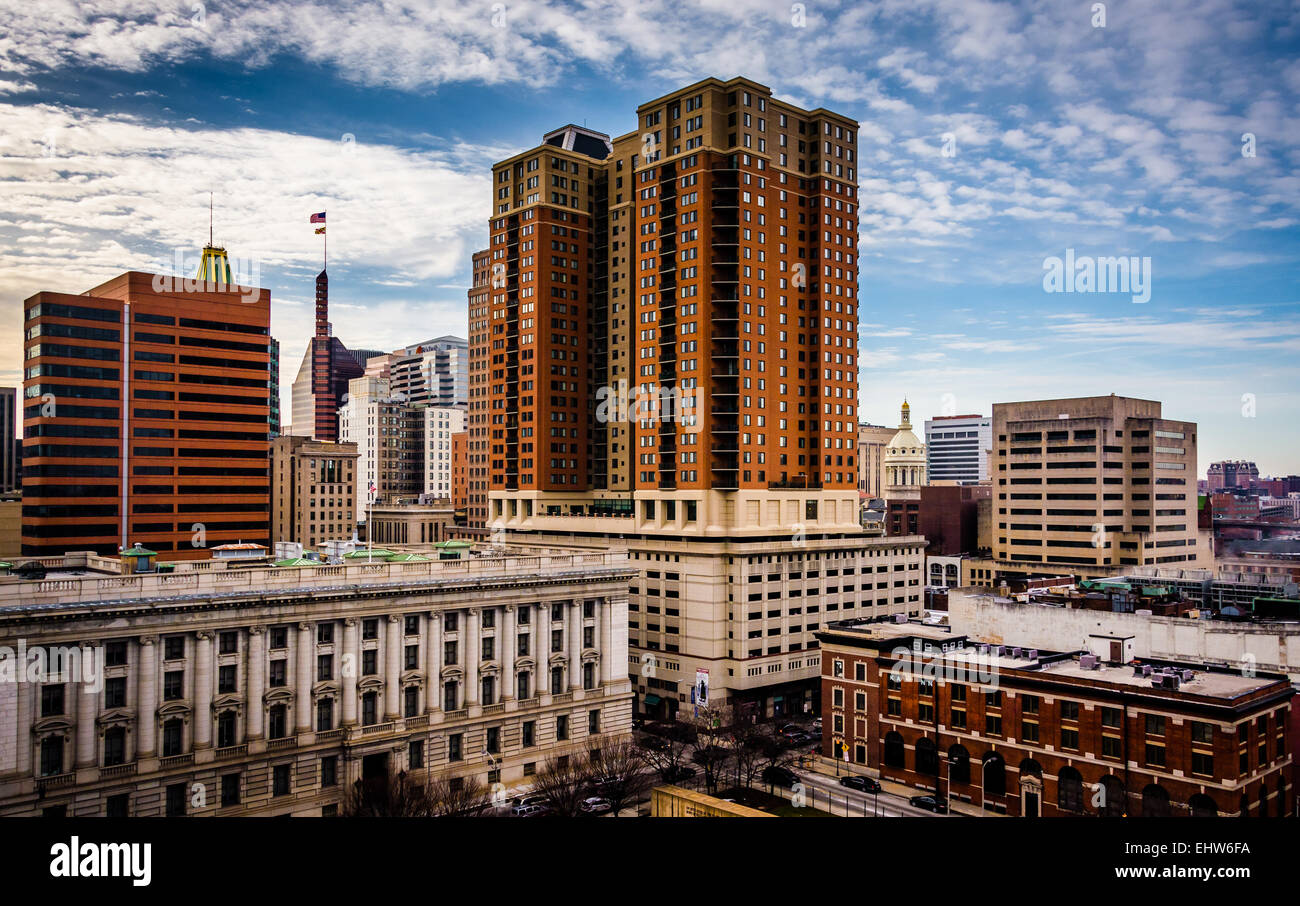 View of buildings from a parking garage in downtown Baltimore, Maryland ...