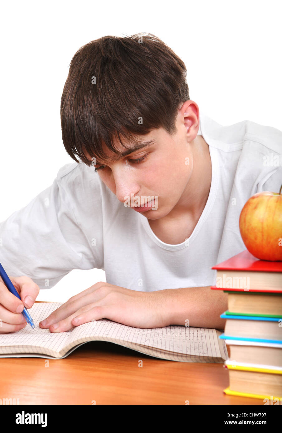 Student desk writing books hi-res stock photography and images - Alamy