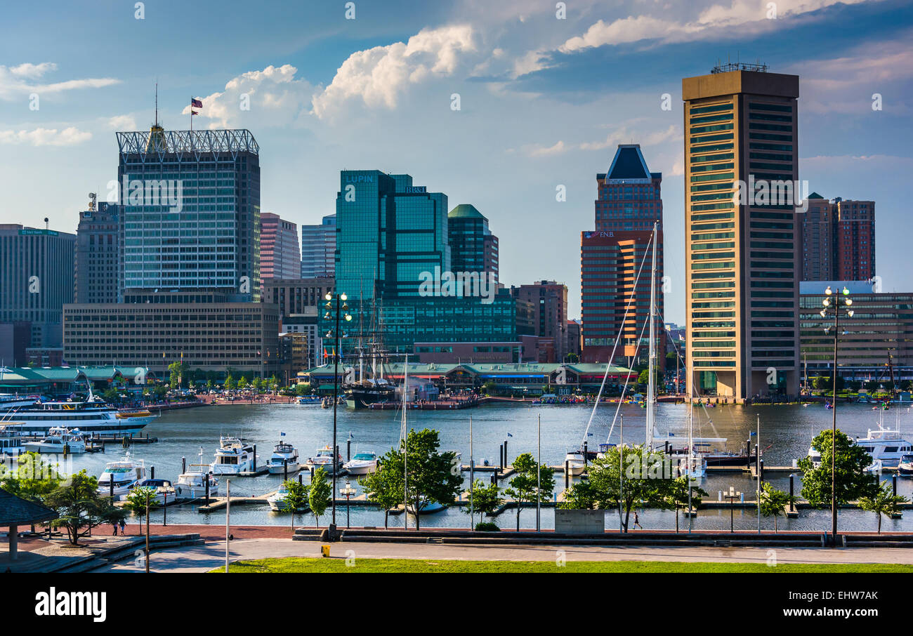 View of the Baltimore skyline and Inner Harbor from Federal Hill ...