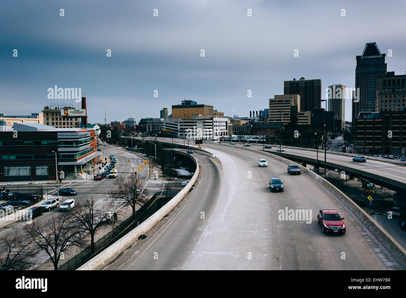 View of the Jones Falls Expressway in Baltimore, Maryland Stock Photo ...