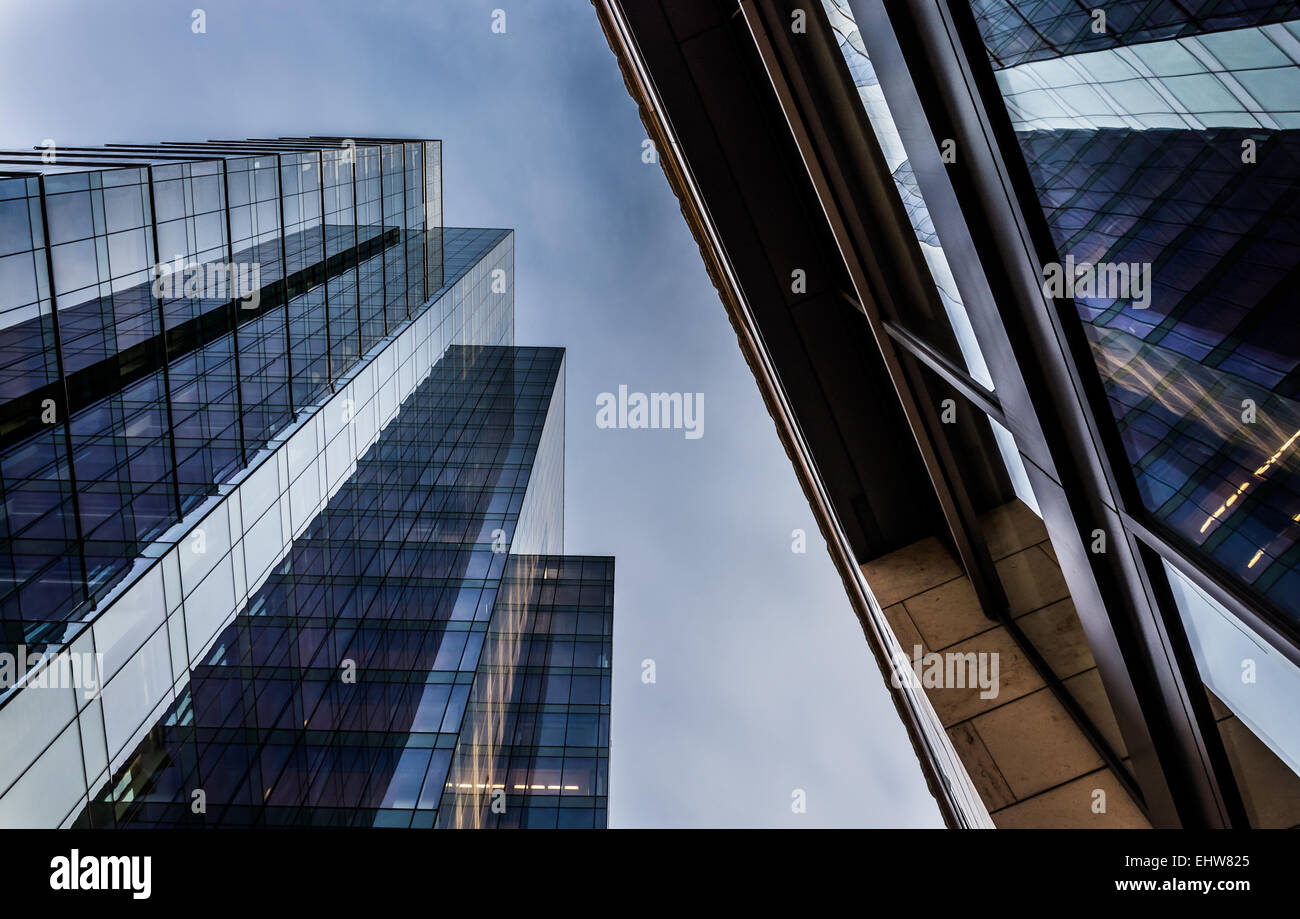 Looking up at modern glass buildings in Baltimore, Maryland Stock Photo ...
