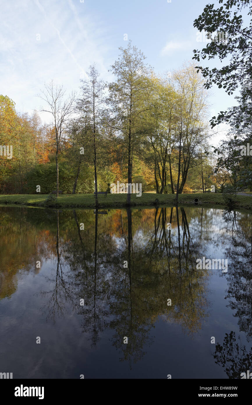 Pond landscape in autumn, Bad Iburg, Germany Stock Photo - Alamy