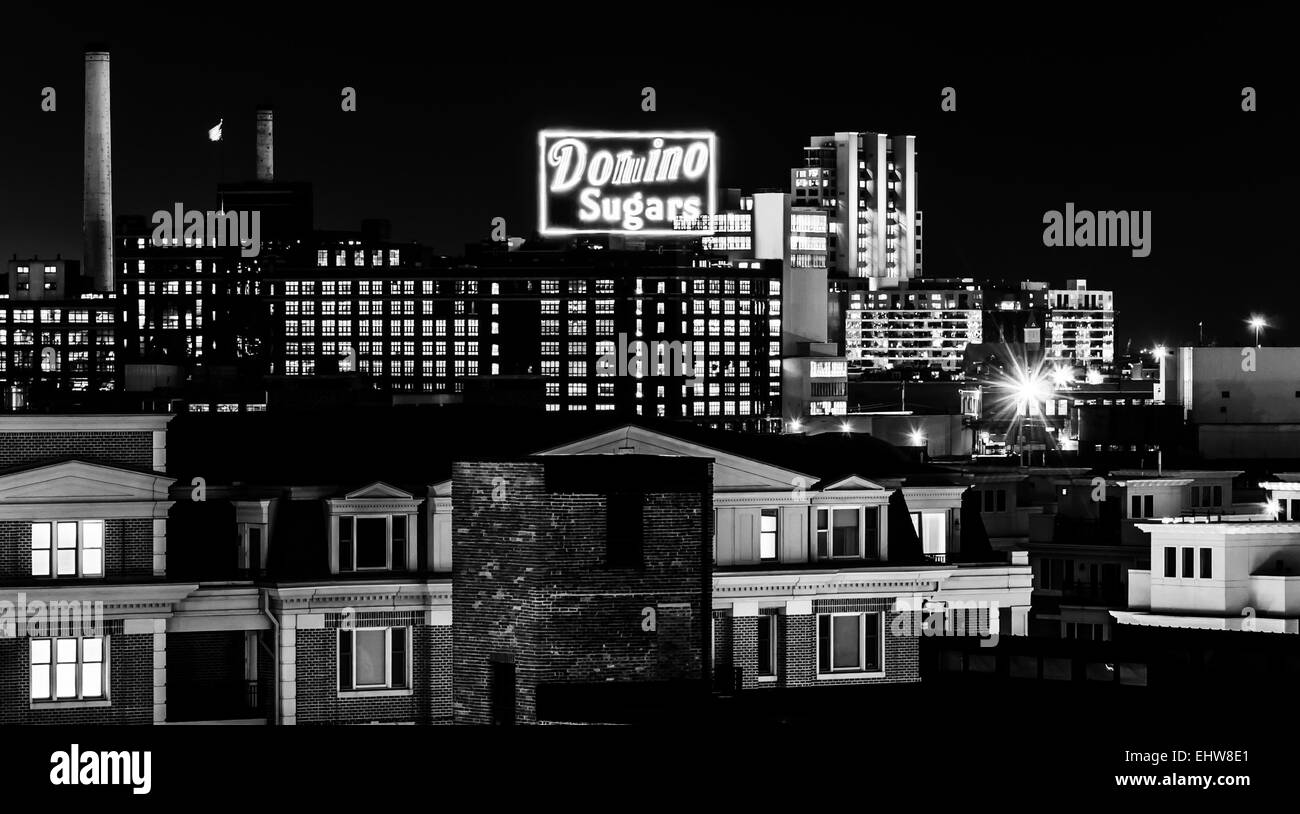 BALTIMORE - JANUARY 6: The Domino Sugars Factory at night on Janurary ...