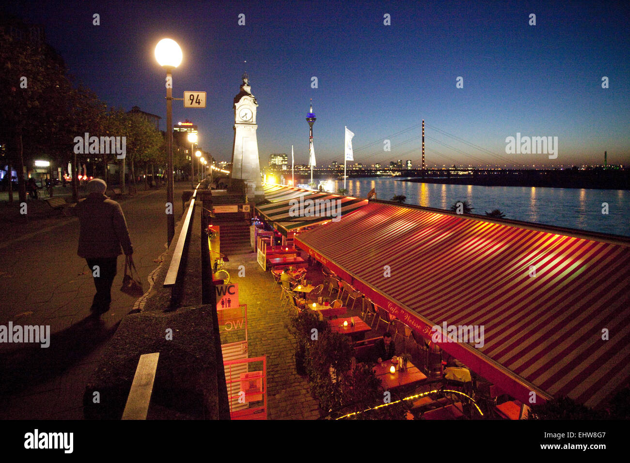 Rhine promenade at twilight in Duesseldorf Stock Photo - Alamy