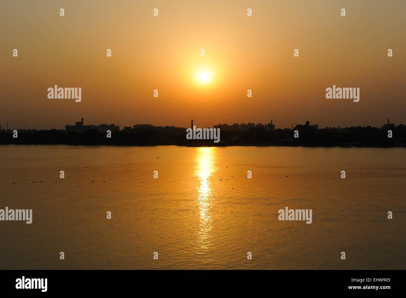 Sunset at Ganges, Kolkata, India Stock Photo - Alamy