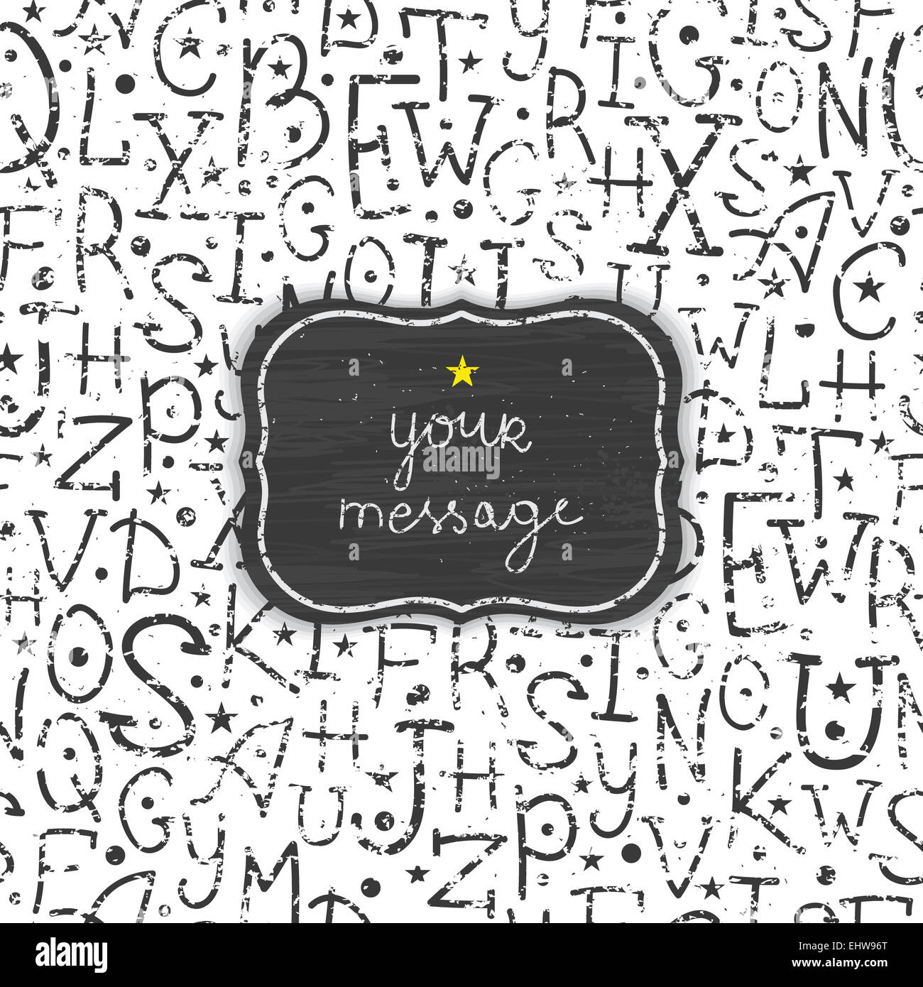 Chalkboard alphabet letters frame seamless pattern background Stock ...