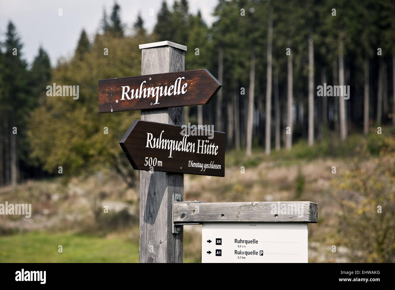 Signs for the source of the river Ruhr Stock Photo - Alamy
