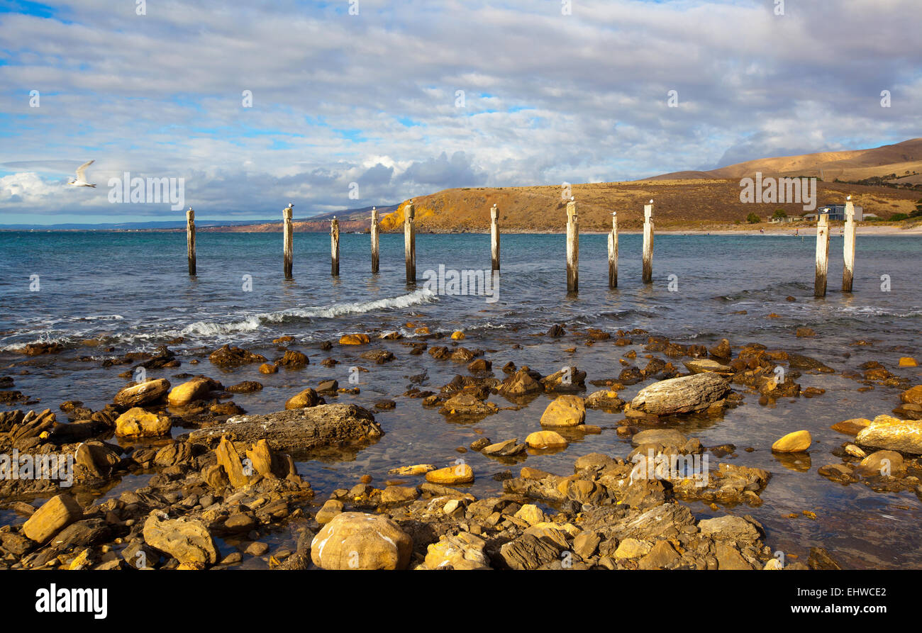 jetty ruins rocks coast coastal seascape seascapes coastline Myponga ...