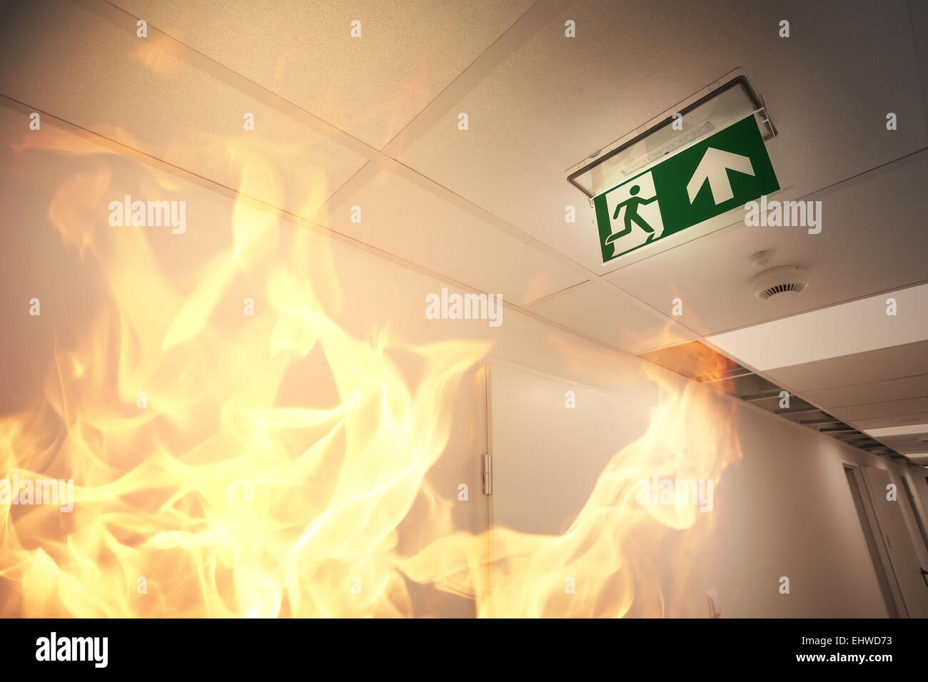 Emergency exit and fire alarm Stock Photo - Alamy