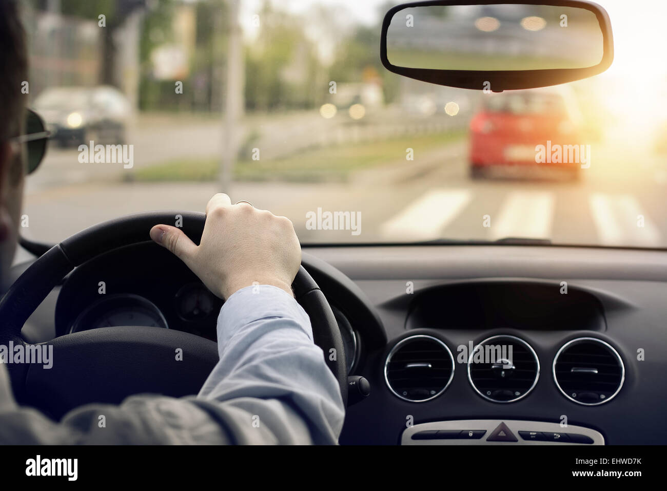 Sunny day in car Stock Photo - Alamy