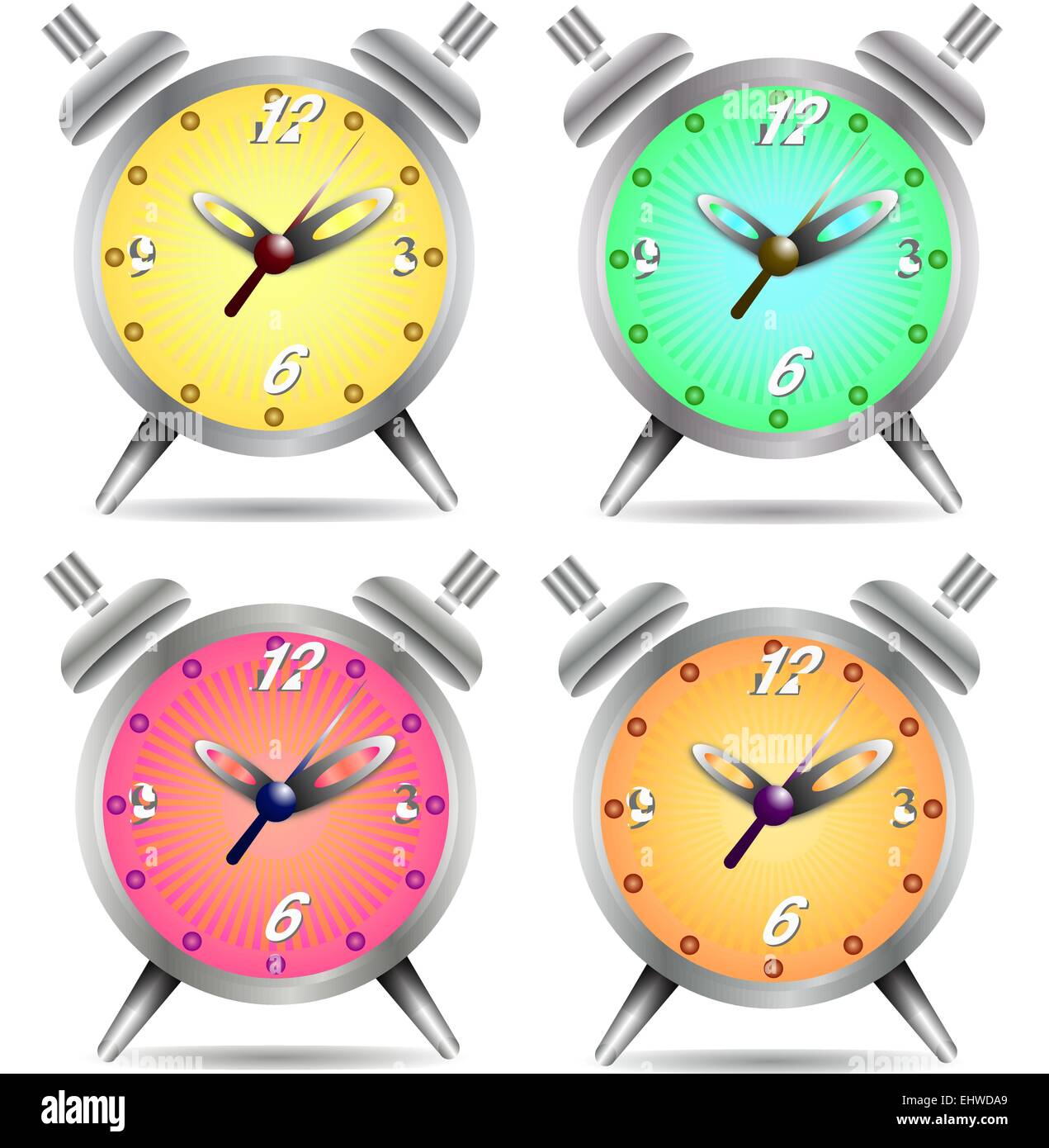 Colorful alarm clock isolated on white background, vector illustration ...