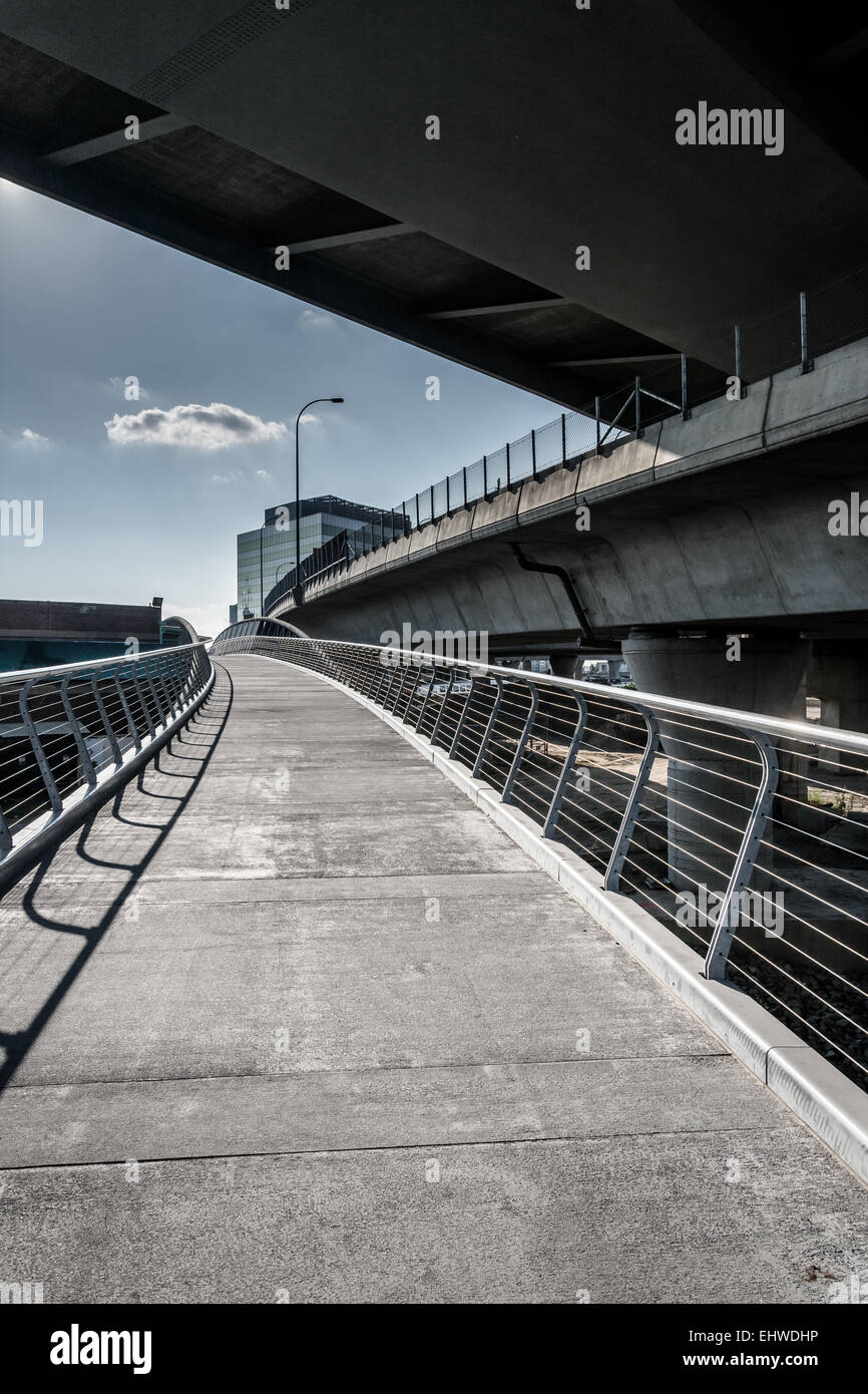 Bike path under the Zakim Bridge in Boston, Massachusetts Stock Photo ...