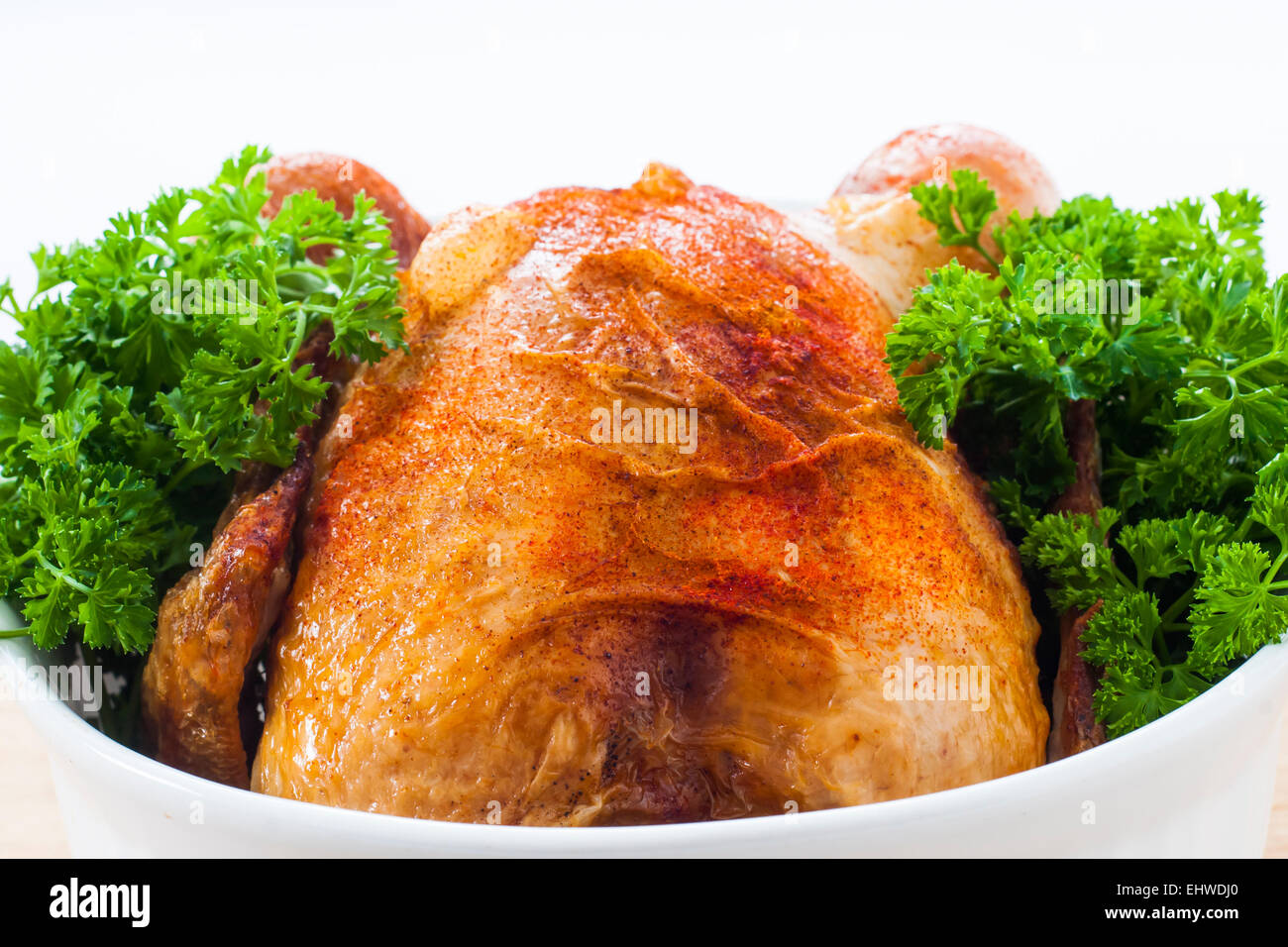 Whole Roasted chicken ready for carving Stock Photo - Alamy