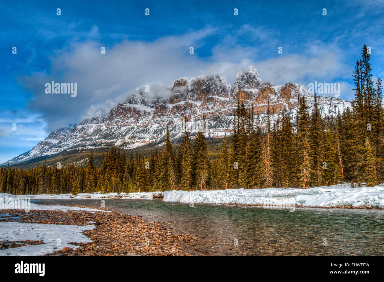 Beautiful Castle Mountain in Banff National Park Alberta Canada Stock ...