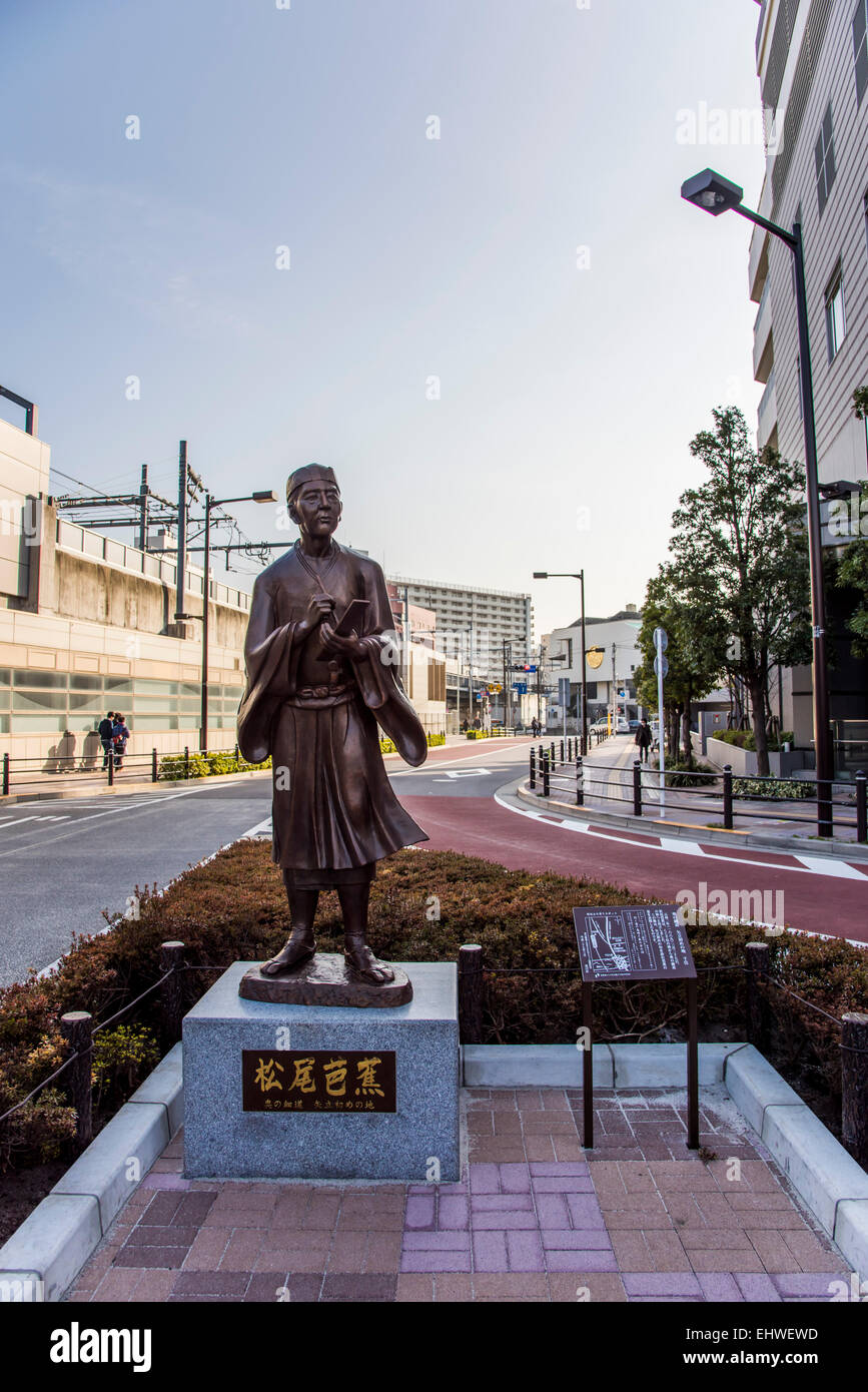Statue of Matsuo Basho ( 1644 – 1694 ), Japanese poet in Edo period ...