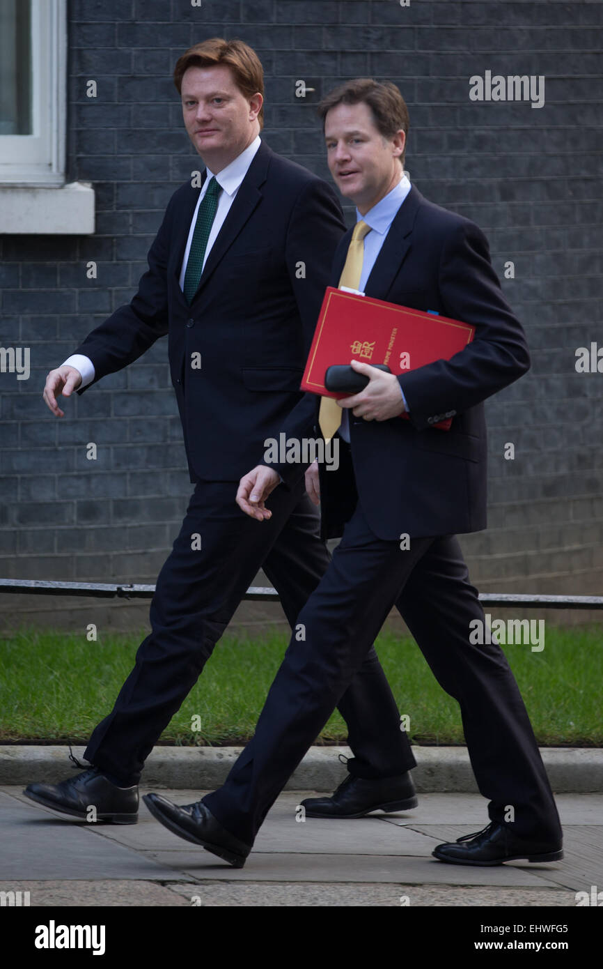 Downing Street, London UK. 18th March 2015. Danny Alexander MP (Left ...