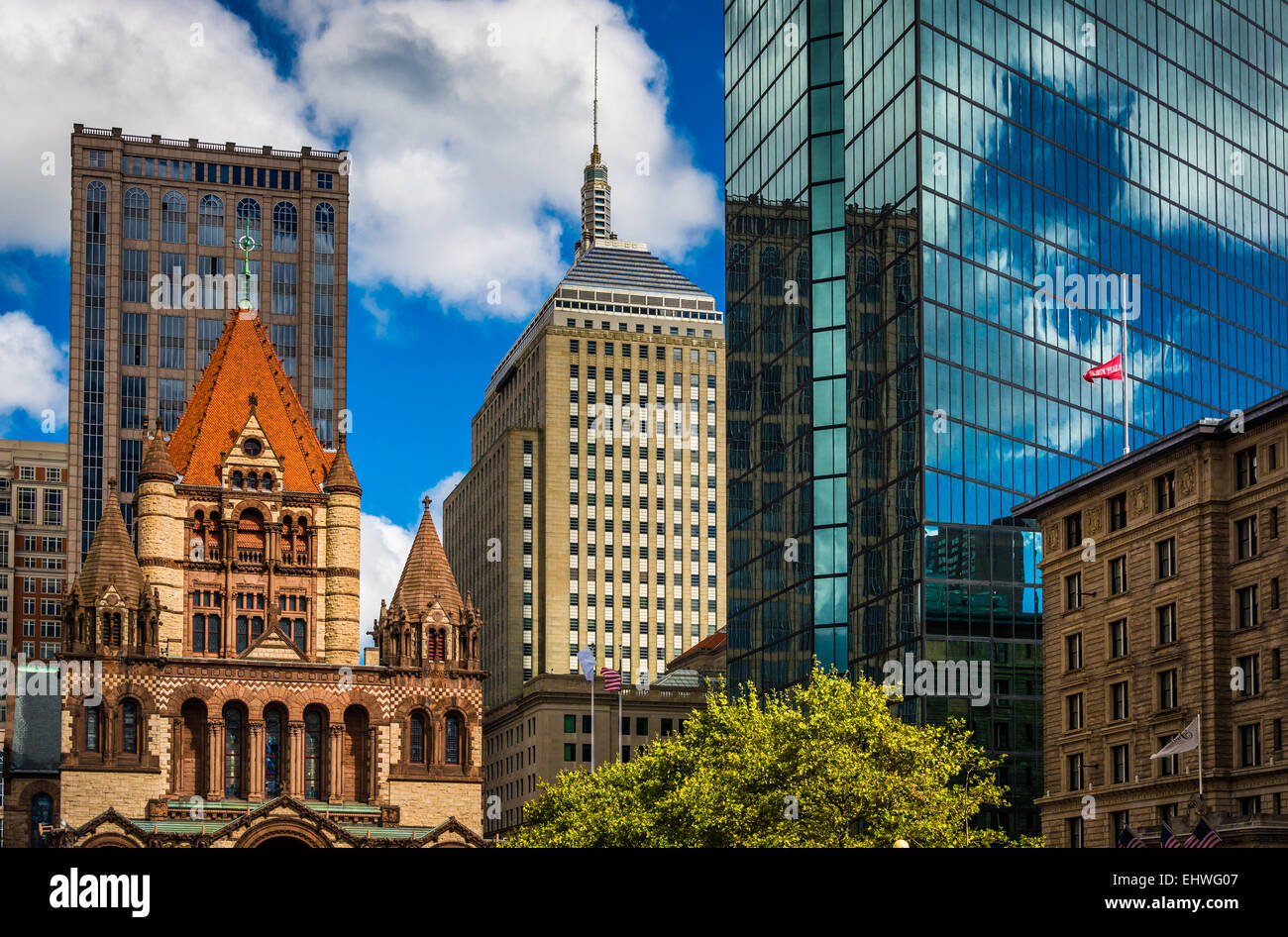 Cluster of buildings at Copley Square in Boston, Massachusetts Stock ...