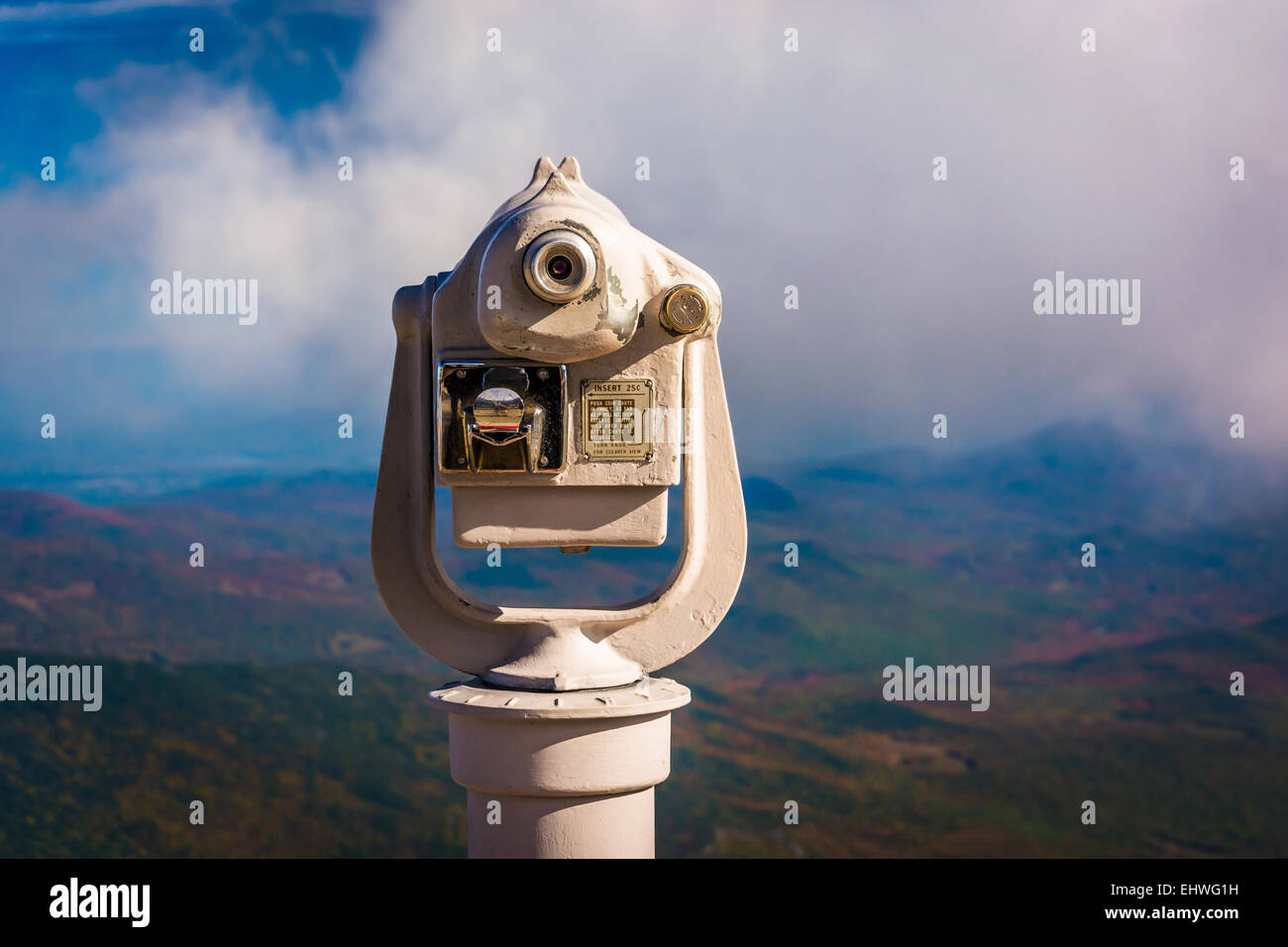 Coin operated telescope on Mount Washington in the White Mountains of ...