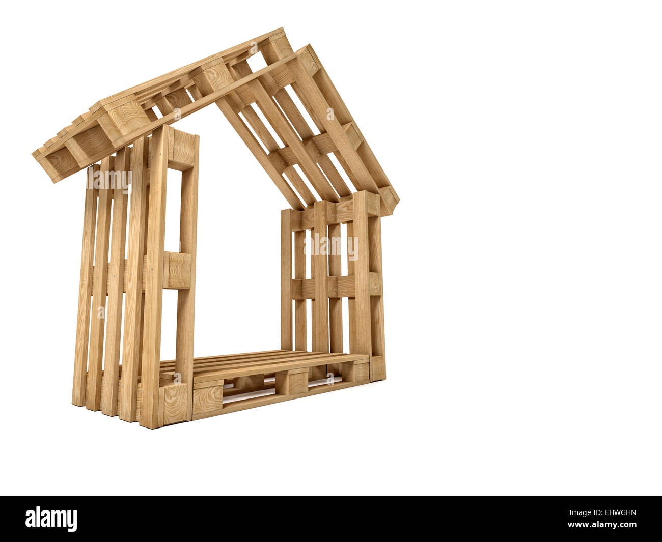 abstract 3d wood pallet house Stock Photo - Alamy