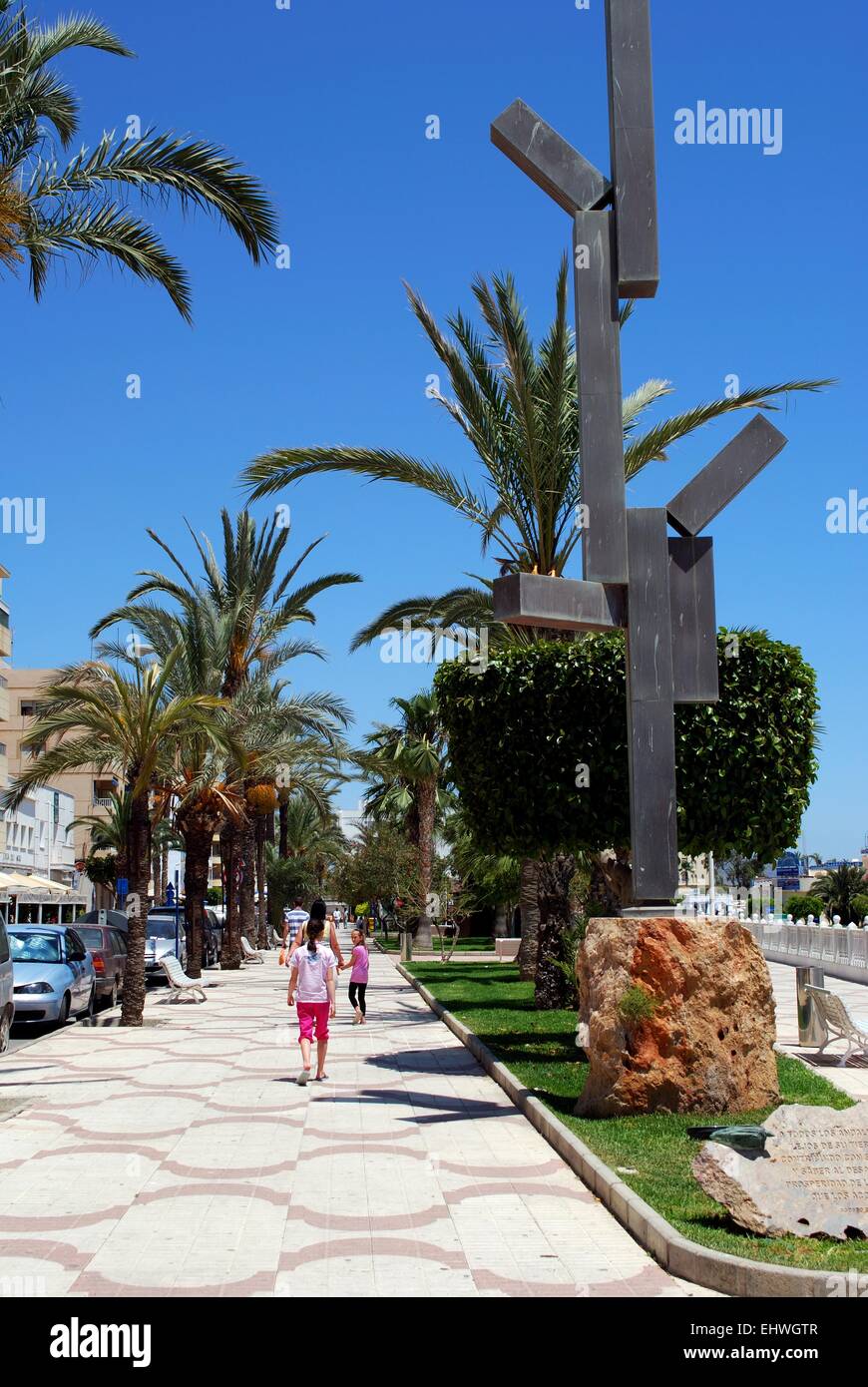Tourists walking along the promenade, Garrucha, Almeria Province, Costa ...