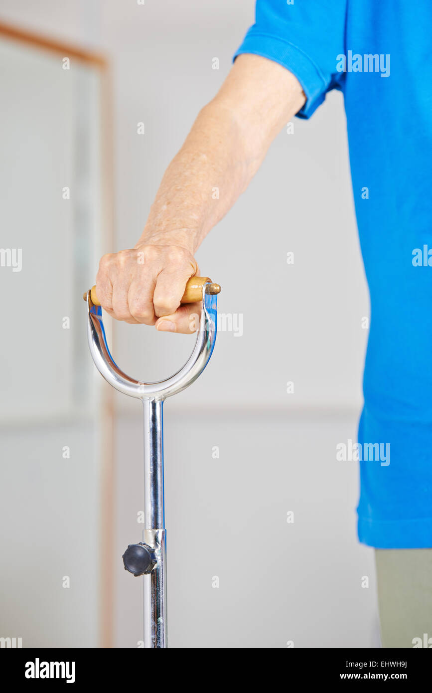 Old woman with walker support in physiotherapy Stock Photo - Alamy