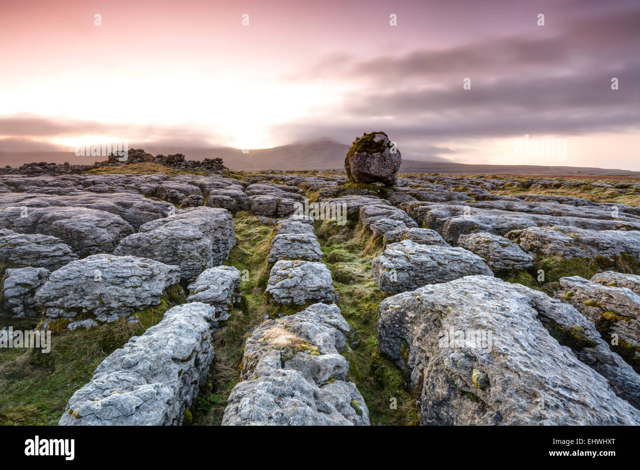 Boulder on Twistleton Scar Stock Photo - Alamy