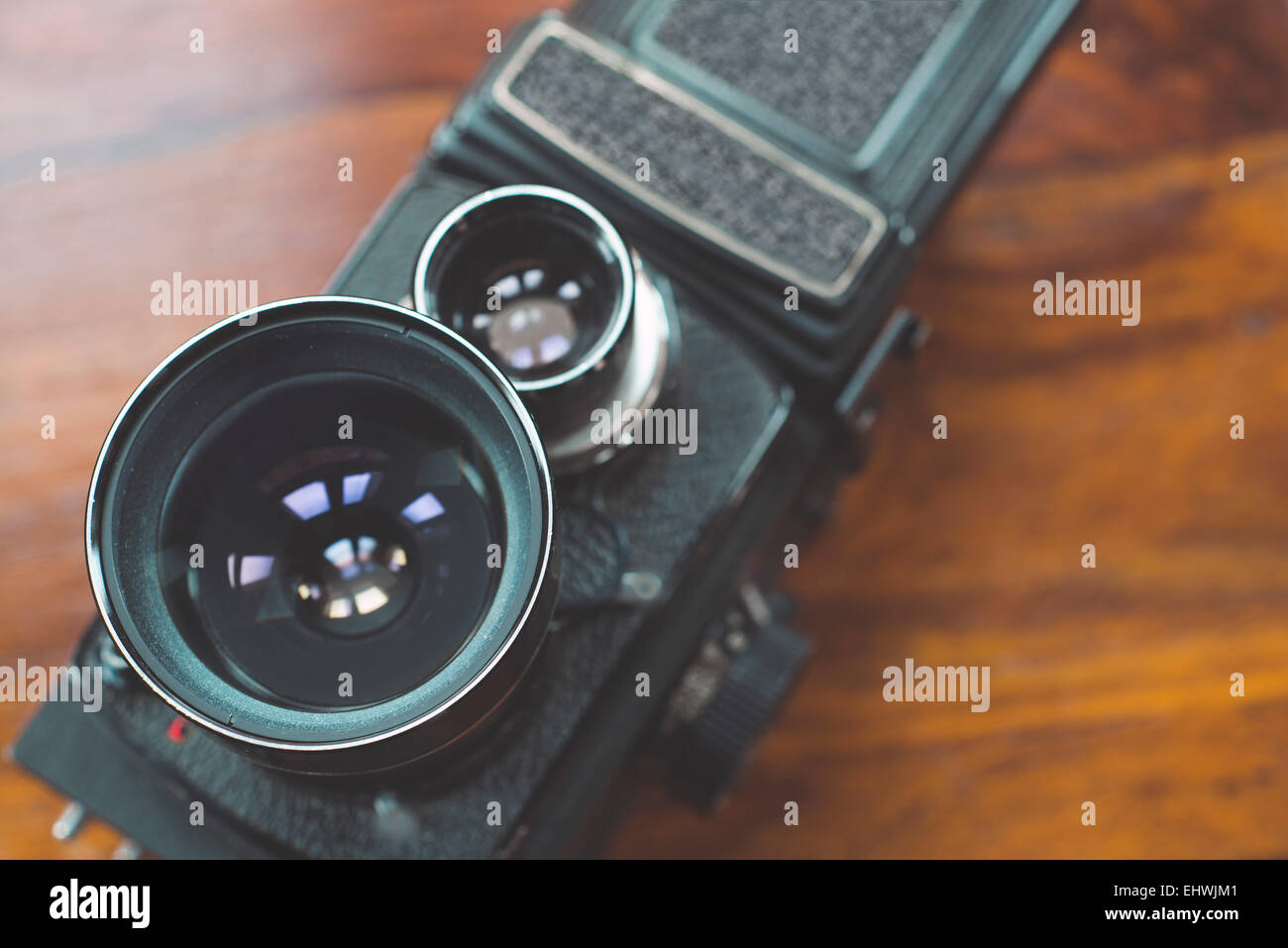 Closeup of old style photographic camera; medium format 6x6 cm Stock ...