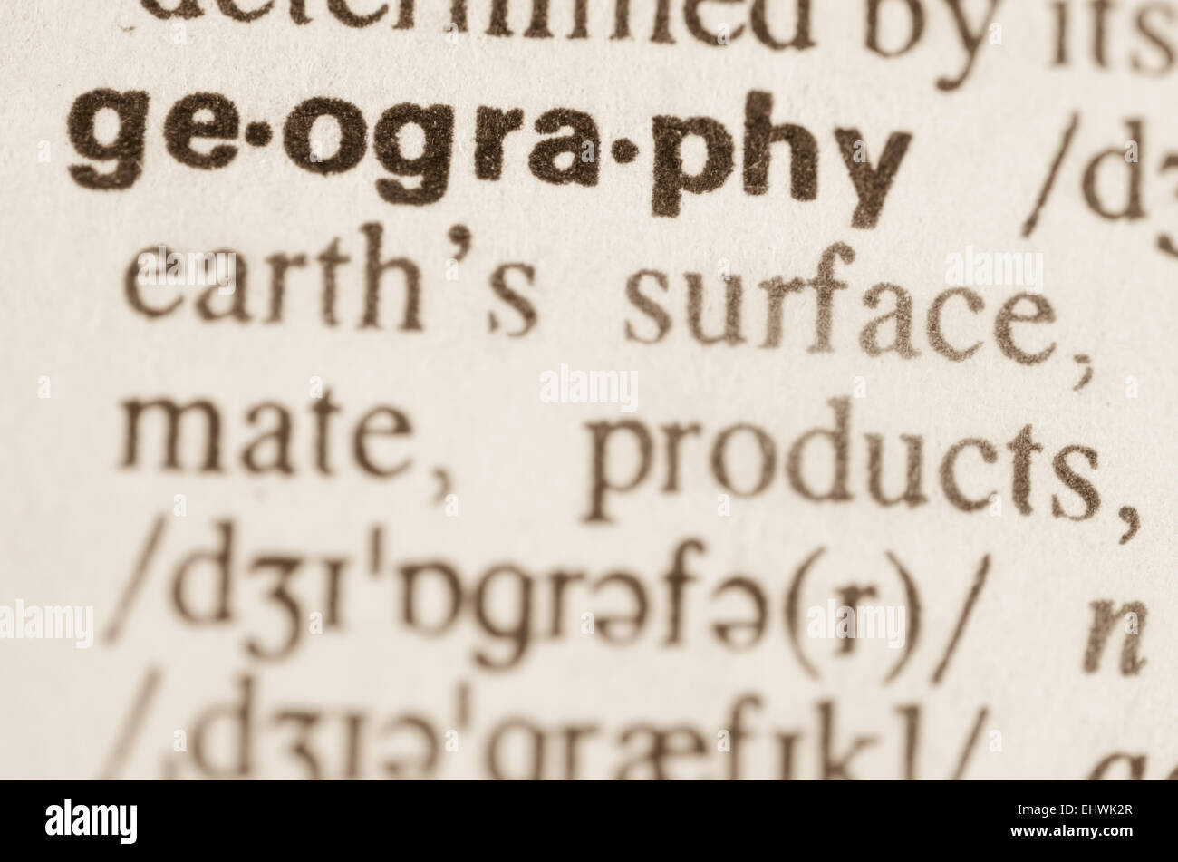 Definition of word geography in dictionary Stock Photo - Alamy
