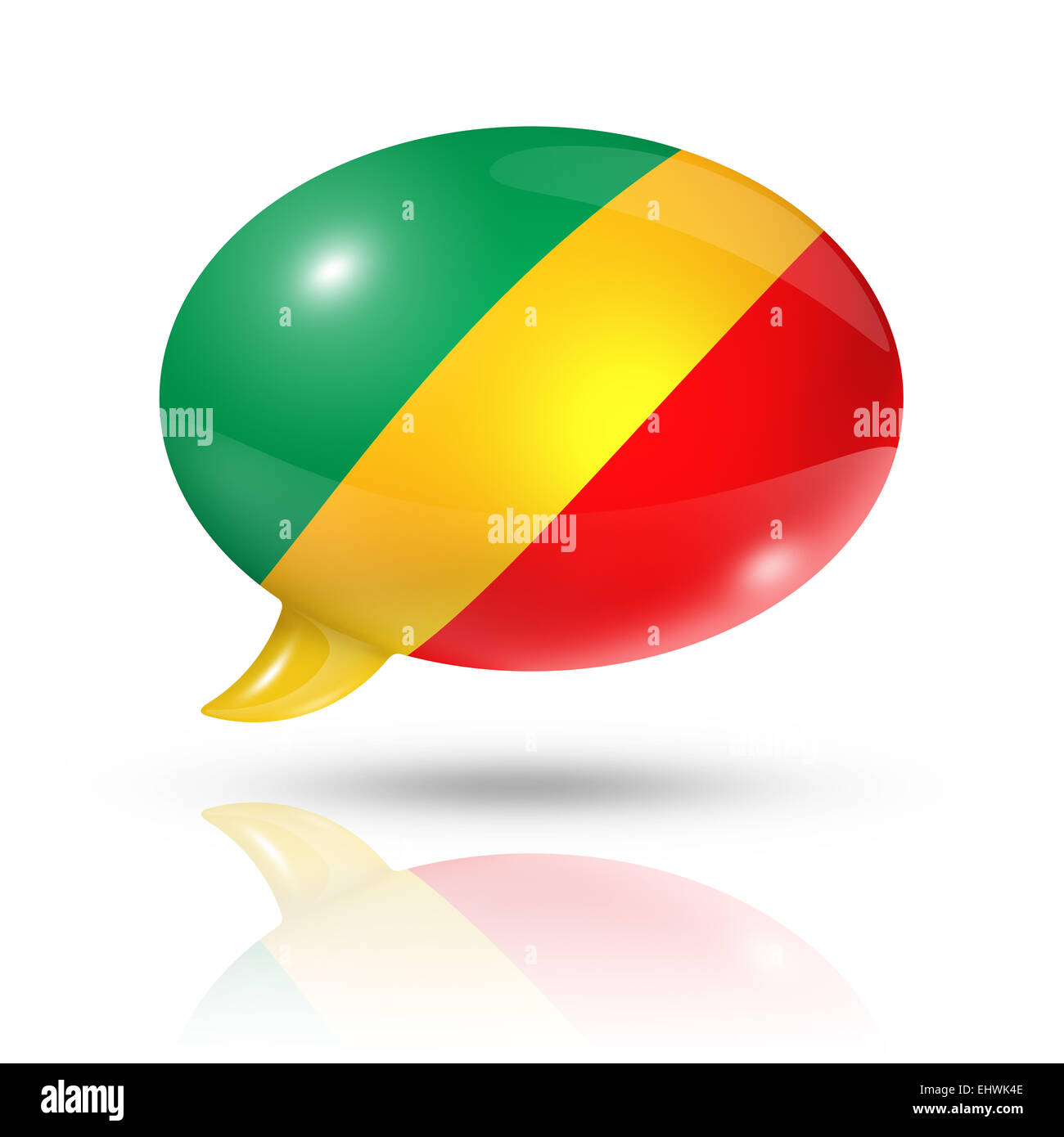 three dimensional Republic of the Congo flag in a speech bubble ...