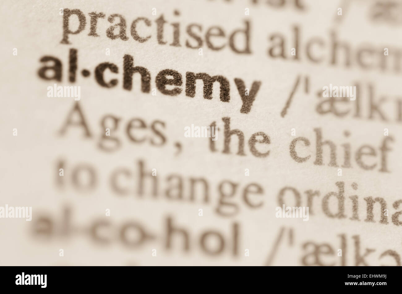 Definition of word alchemy in dictionary Stock Photo - Alamy