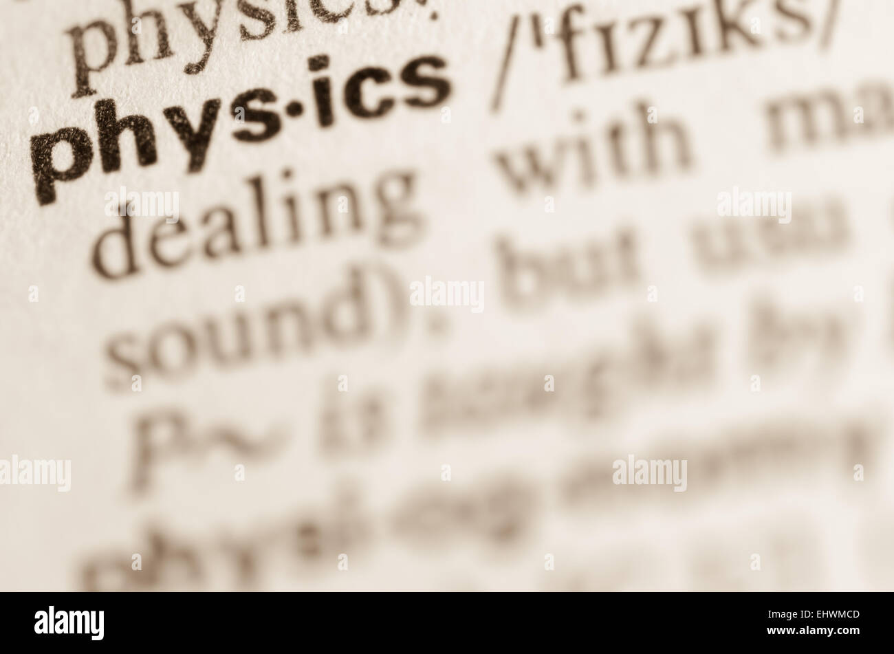 Definition of word physics in dictionary Stock Photo - Alamy