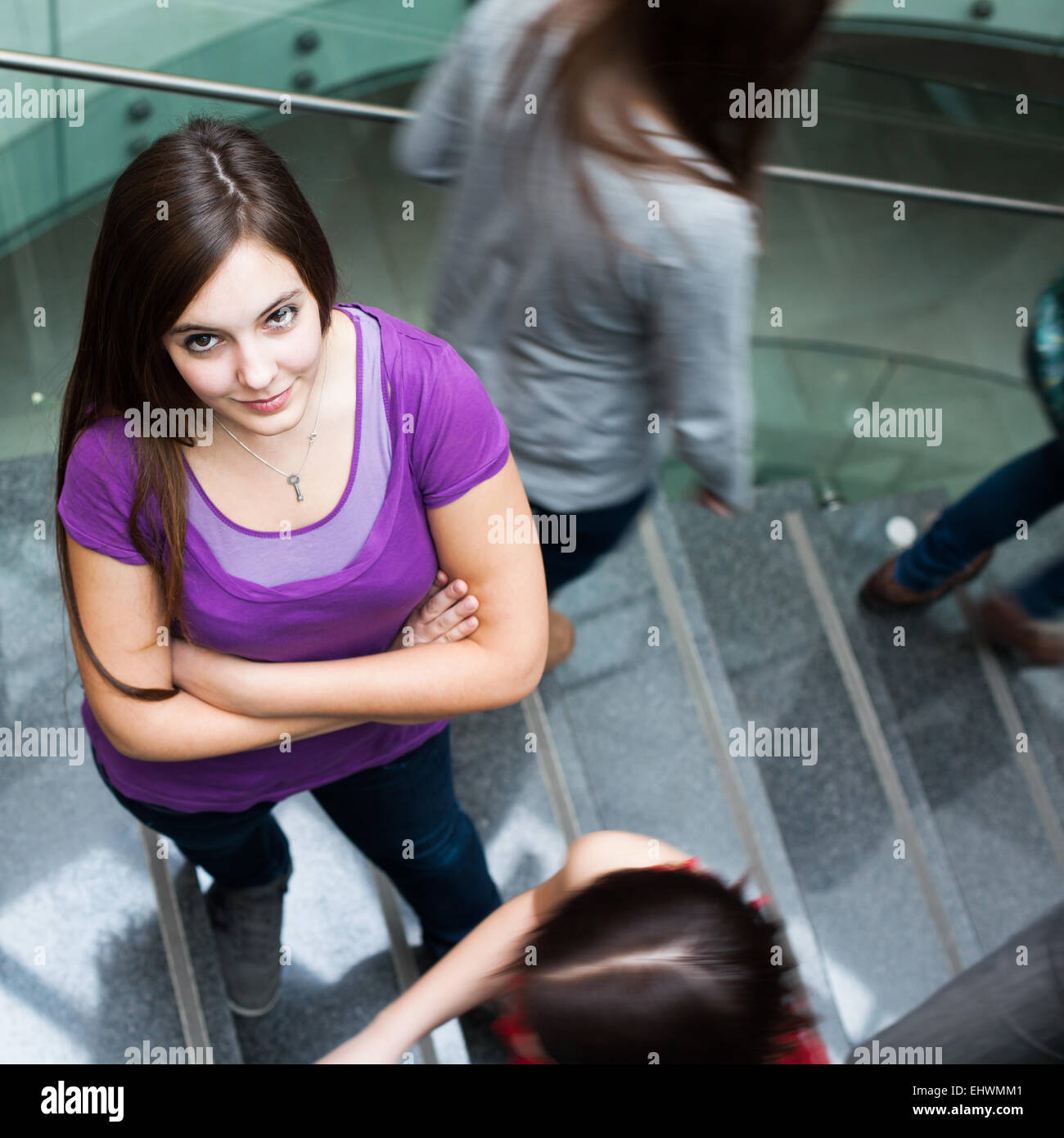 University college students rushing up down hi-res stock photography ...