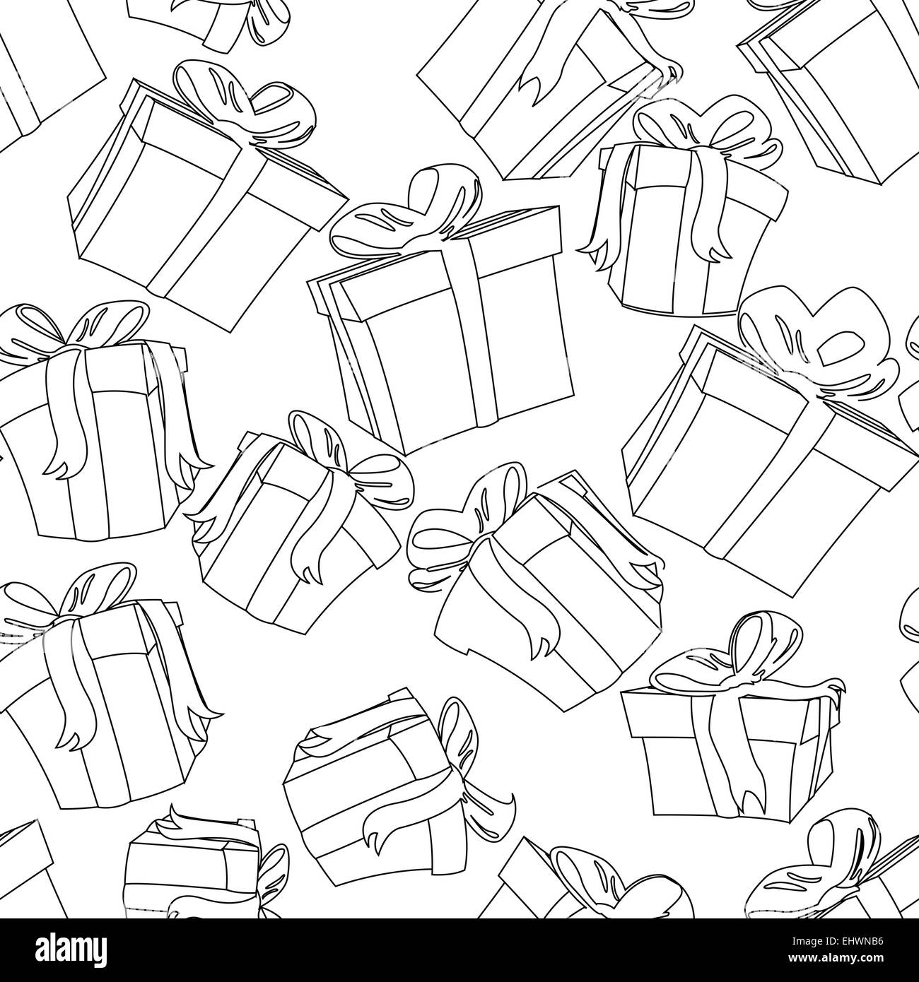 Seamless pattern of presents with Black and White Stock Photos & Images ...