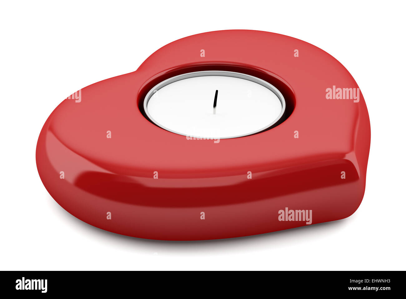 red heart-shaped candlestick with candle isolated on white background ...