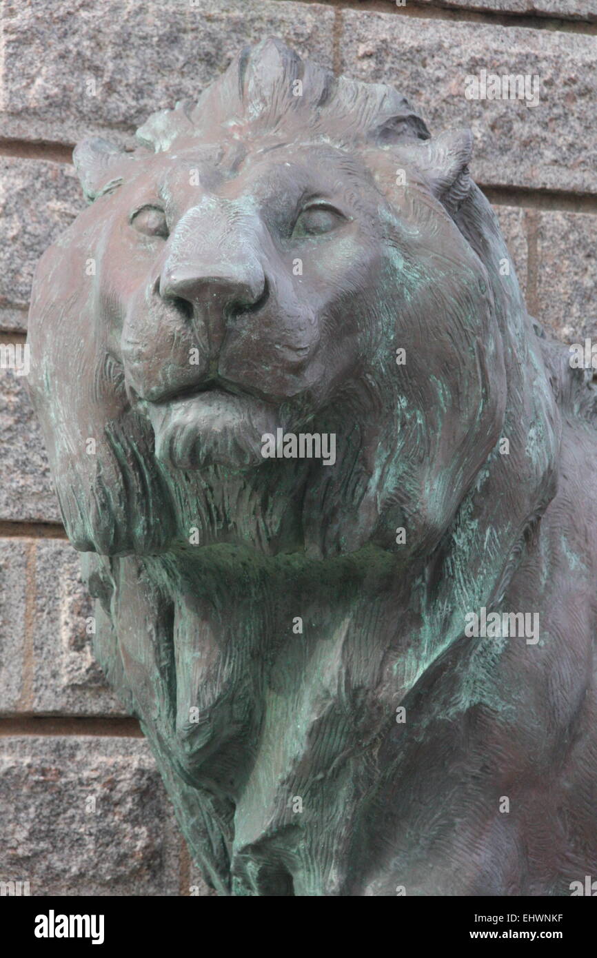 Staty of a lion in Bonifacio, Corsica Stock Photo - Alamy