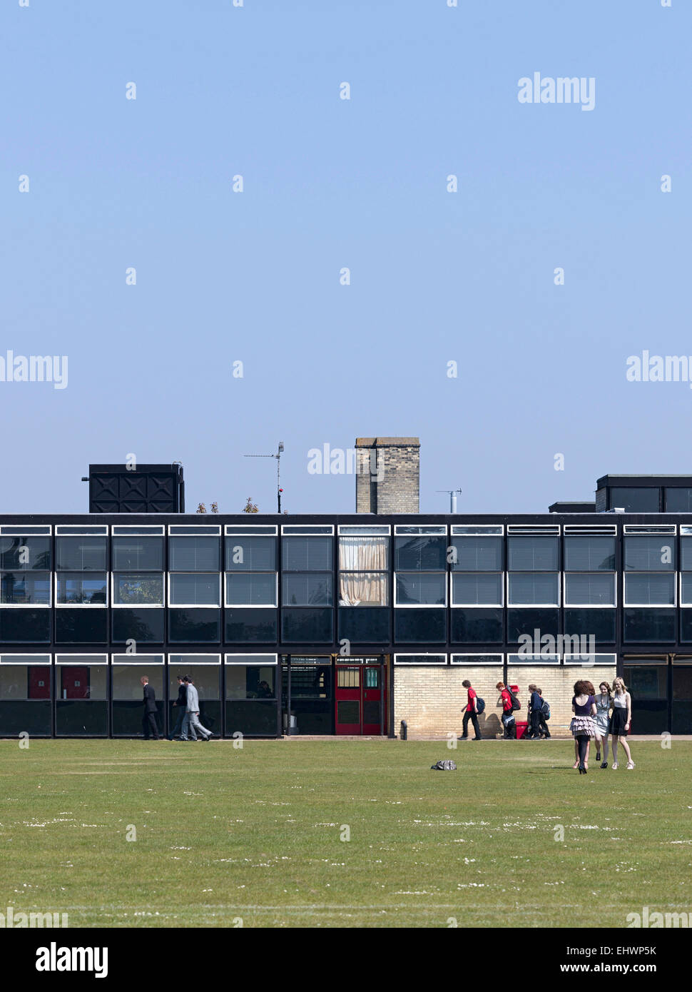 Partial view of exterior facade from sports field. Smithdon High School ...