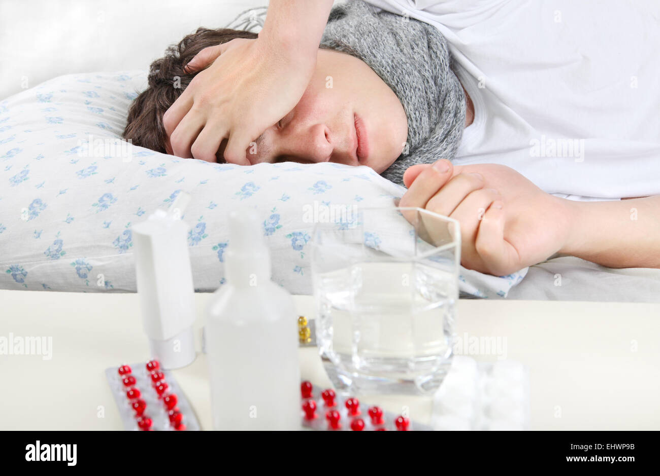 Sick Young Man Stock Photo - Alamy