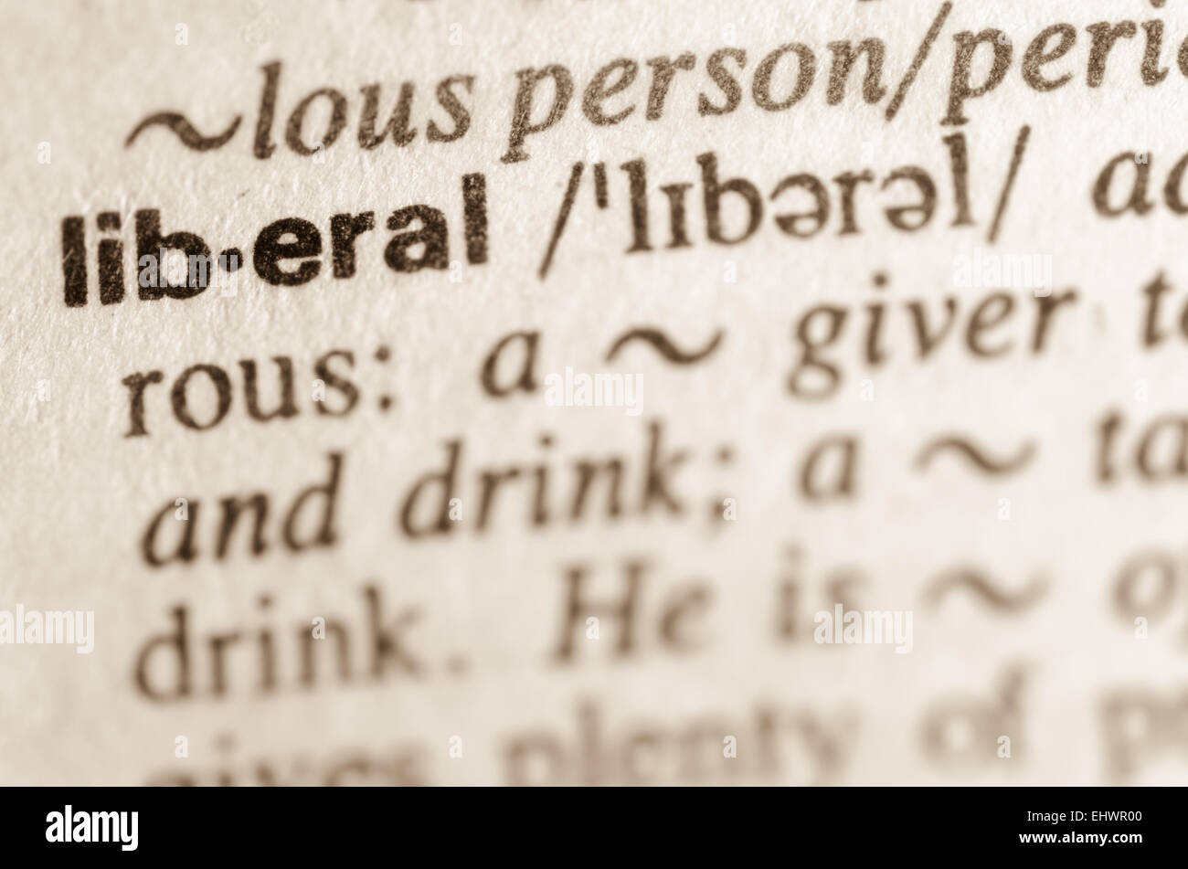 Definition of word liberal in dictionary Stock Photo - Alamy