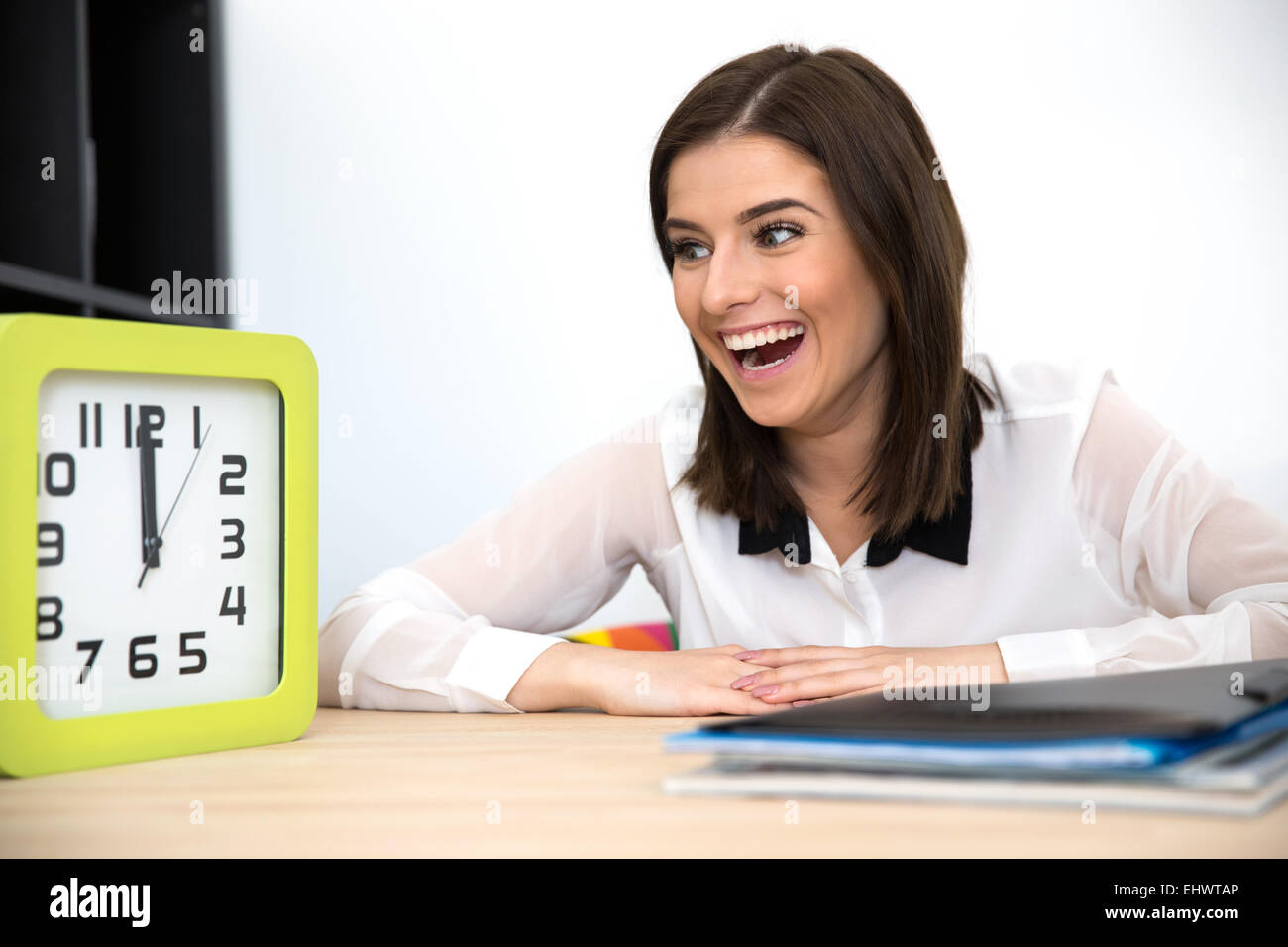 Office Worker Looking At Clock High Resolution Stock Photography and ...