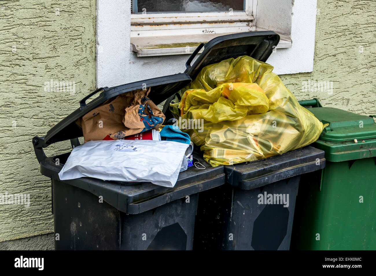 Austria, Linz, full waste bins Stock Photo - Alamy