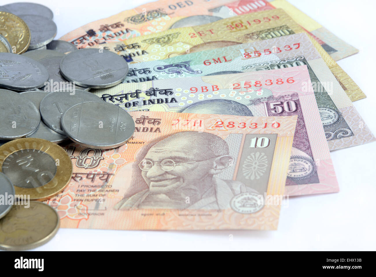 Image of indian currency and coins hi-res stock photography and images ...