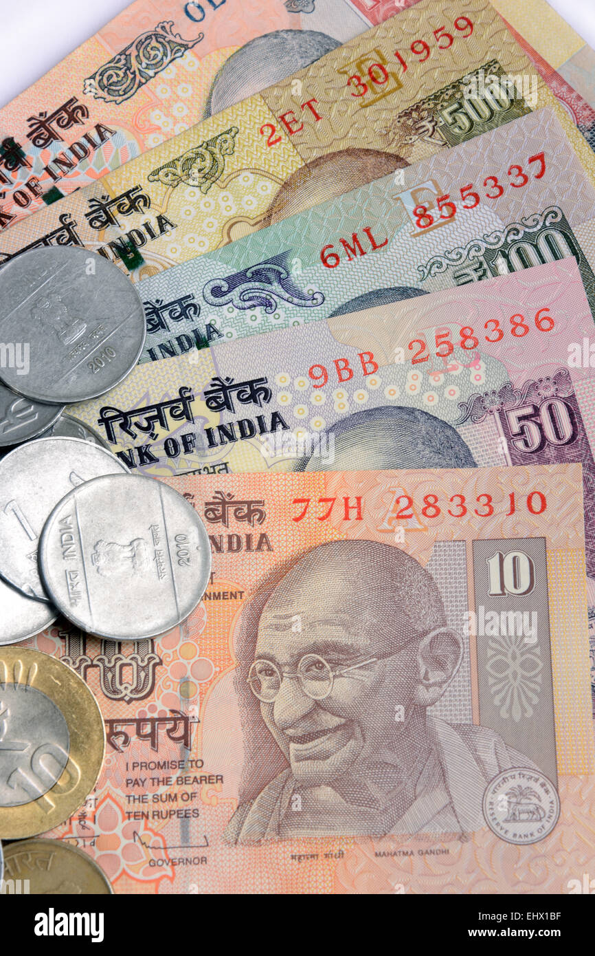 indian currency with coin Stock Photo - Alamy