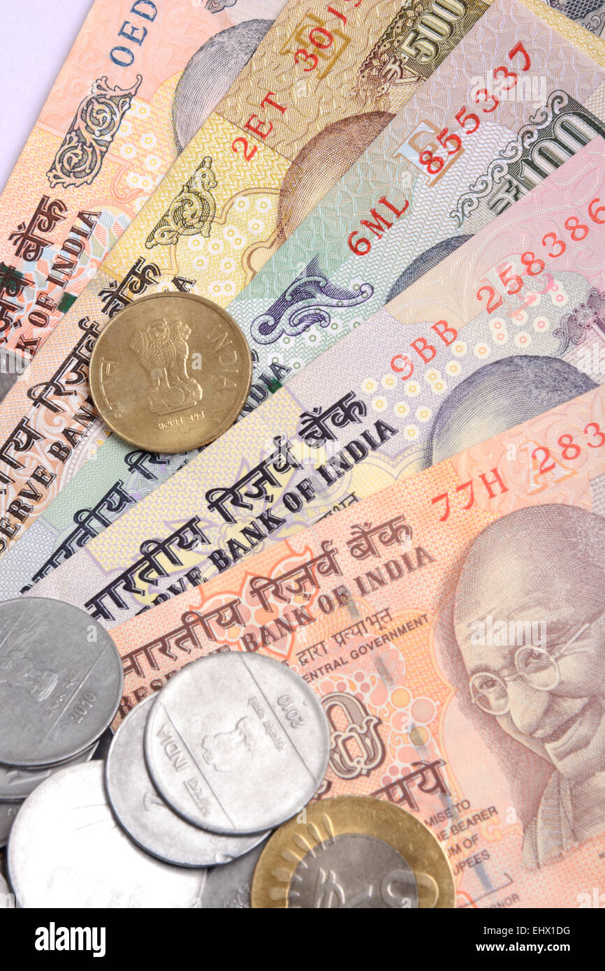 indian currency with coin Stock Photo - Alamy