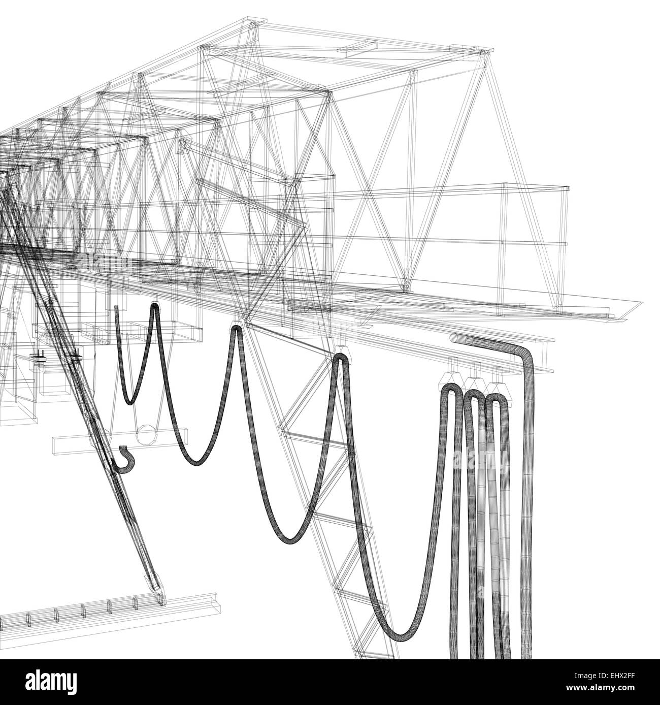 Gantry crane. Wire-frame. Vector rendering of 3d Stock Photo - Alamy