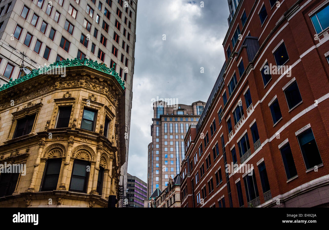 Looking up at buildings in Boston, Massachusetts Stock Photo - Alamy